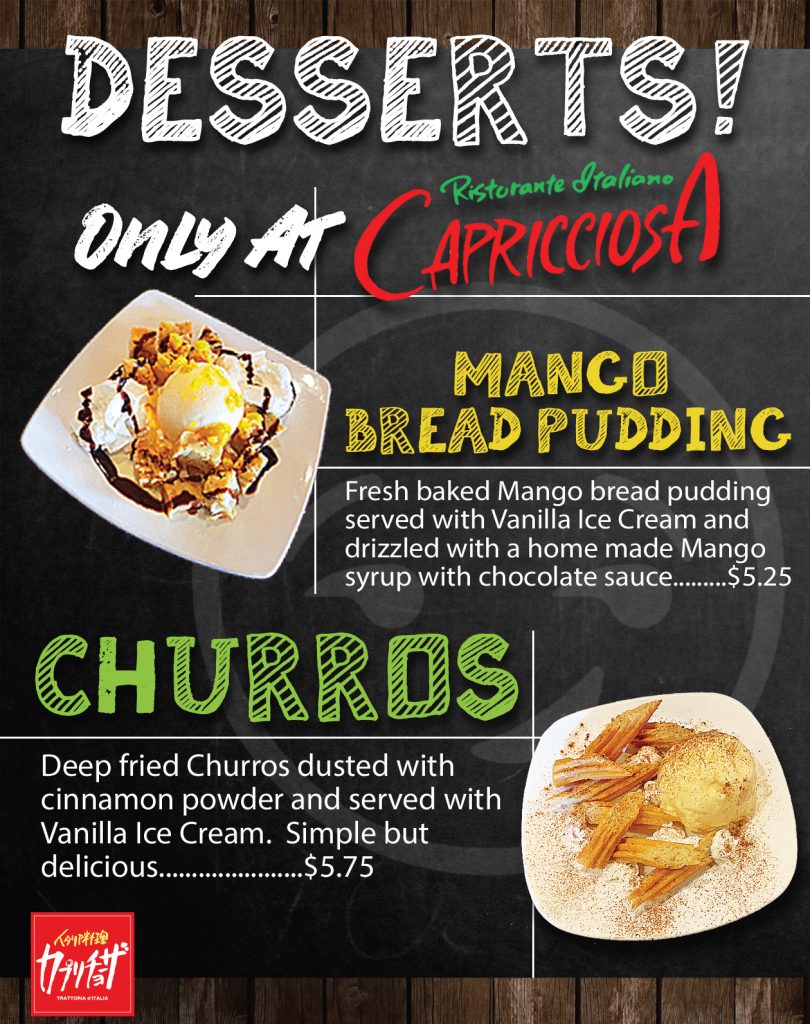 Capricciosa New Menu - Agana Shopping Center
